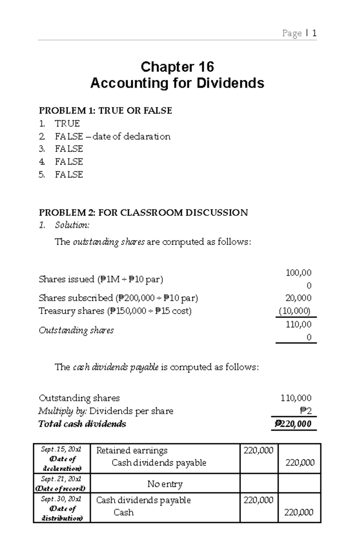 Chapter 16 - Accounting FOR Dividends - Chapter 16 Accounting for ...