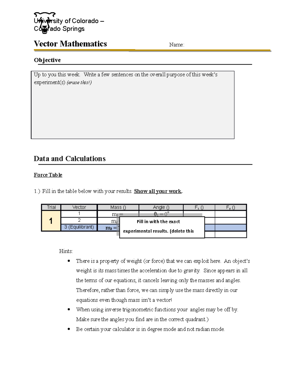 PES 1150 Vectors Report - University of Colorado – Colorado Springs ...