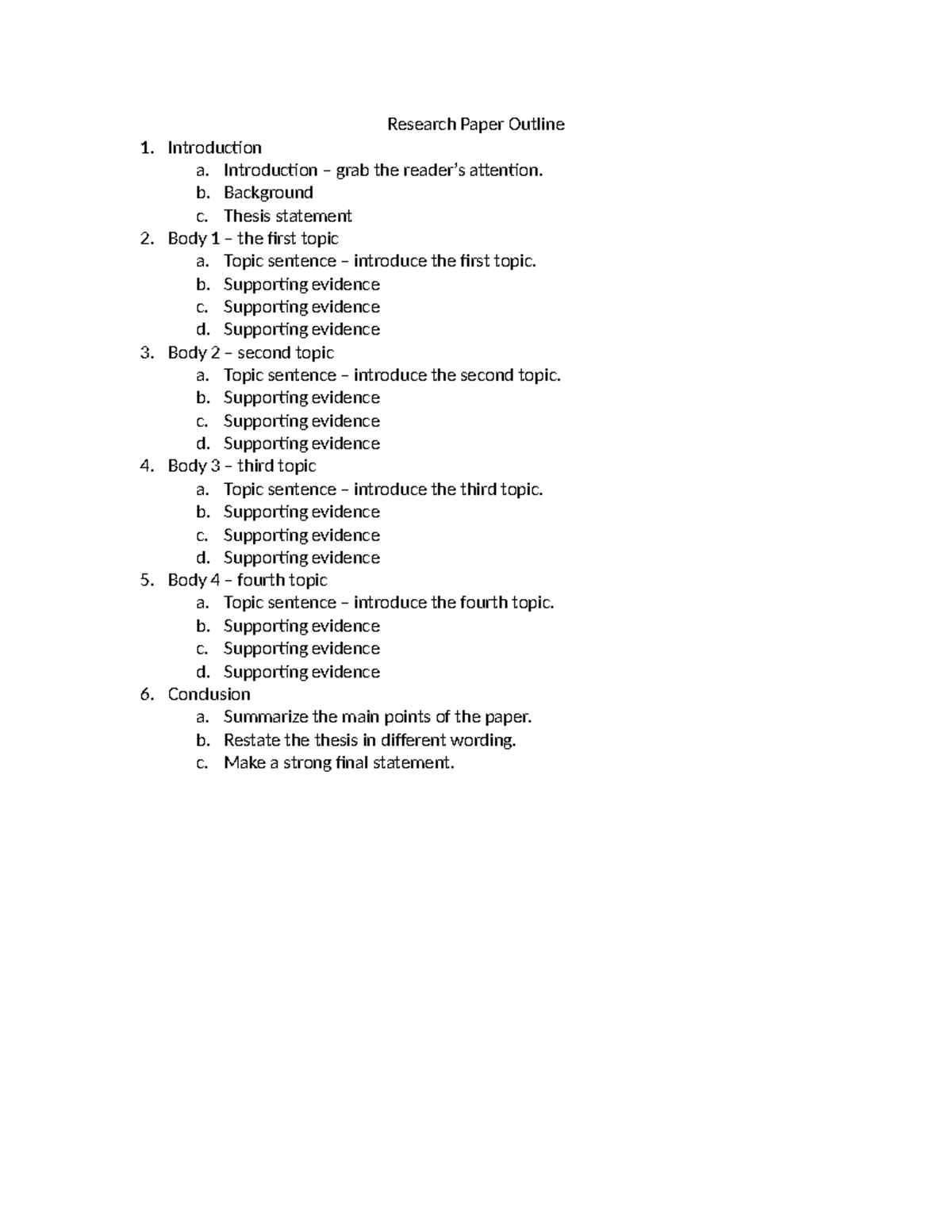 English Comp 2 - Research Paper Outline - Research Paper Outline ...