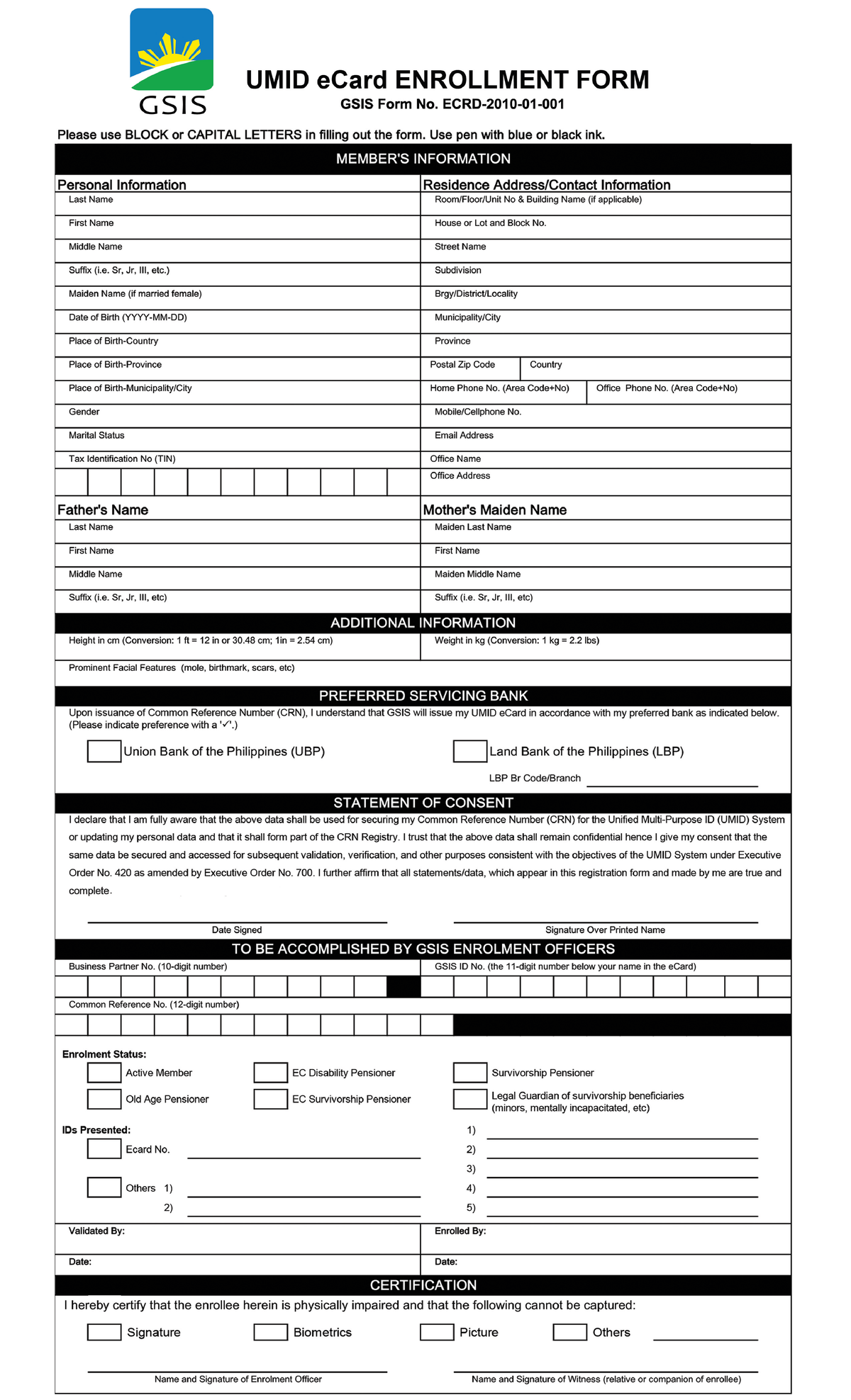2014 0818-FORM-UMID Ecard Enrollment FORM - political science - Studocu