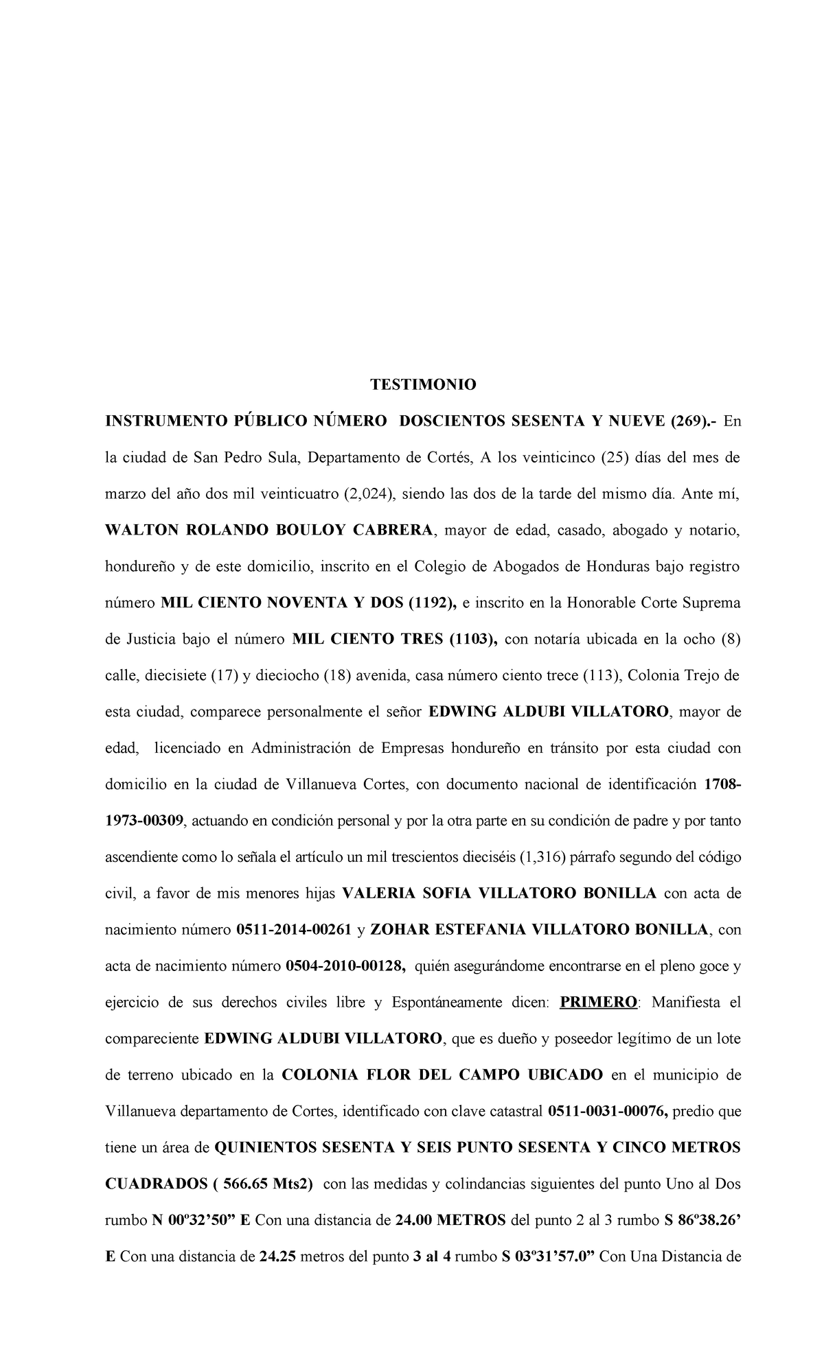 Testimonio Donacion Elizabveth HIJA - TESTIMONIO INSTRUMENTO PÚBLICO ...