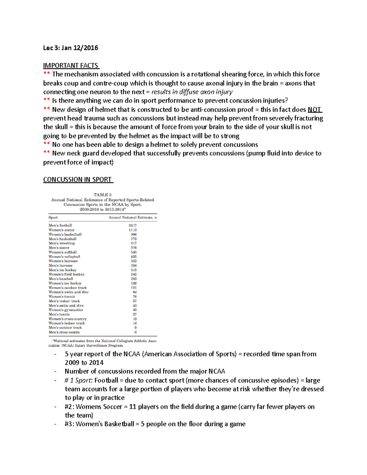 Lec 3 - Jan 11 - Lecture summary - Lec 3: Jan 12/ IMPORTANT FACTS ** The mechanism associated ...