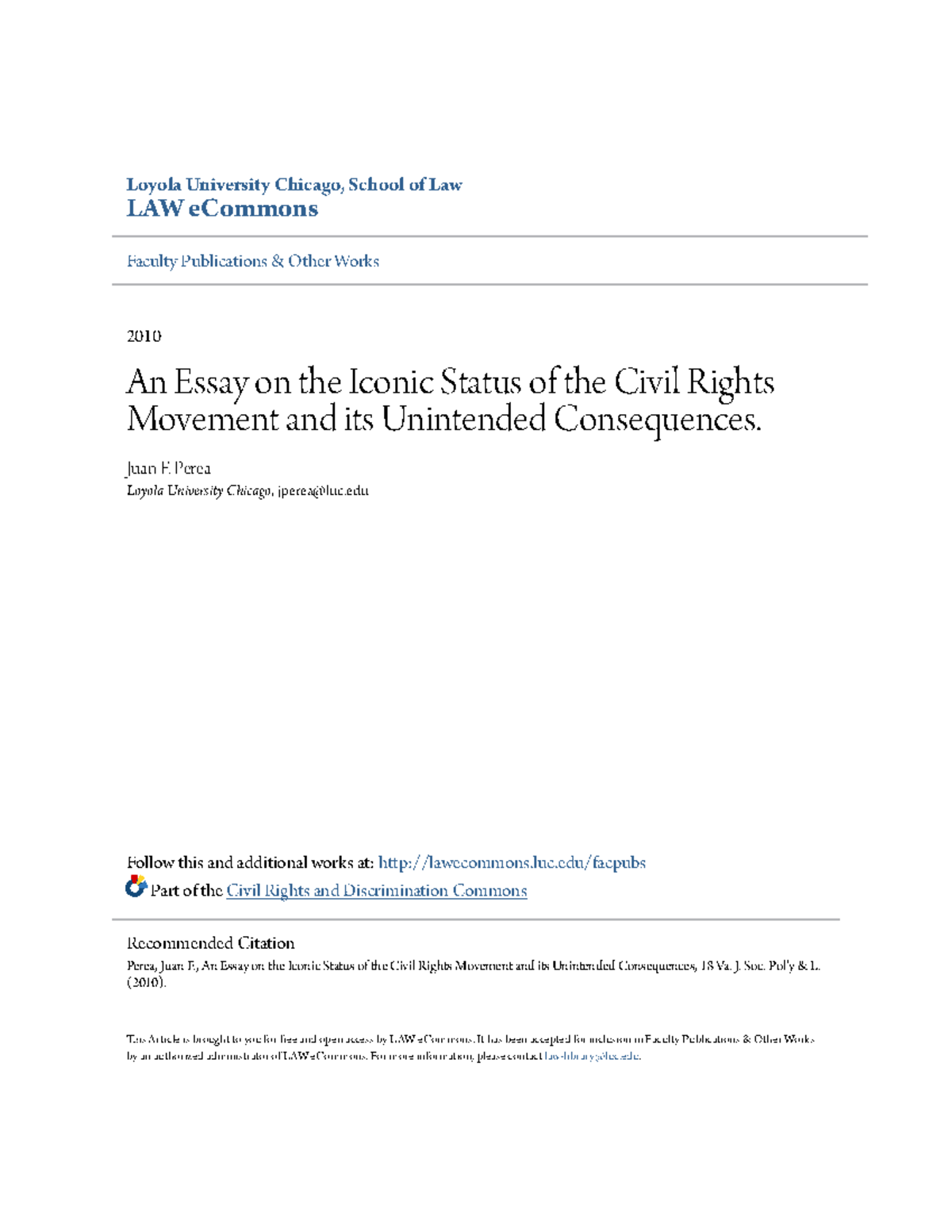 An Essay on the Iconic Status of the Civil Rights Movement and it ...