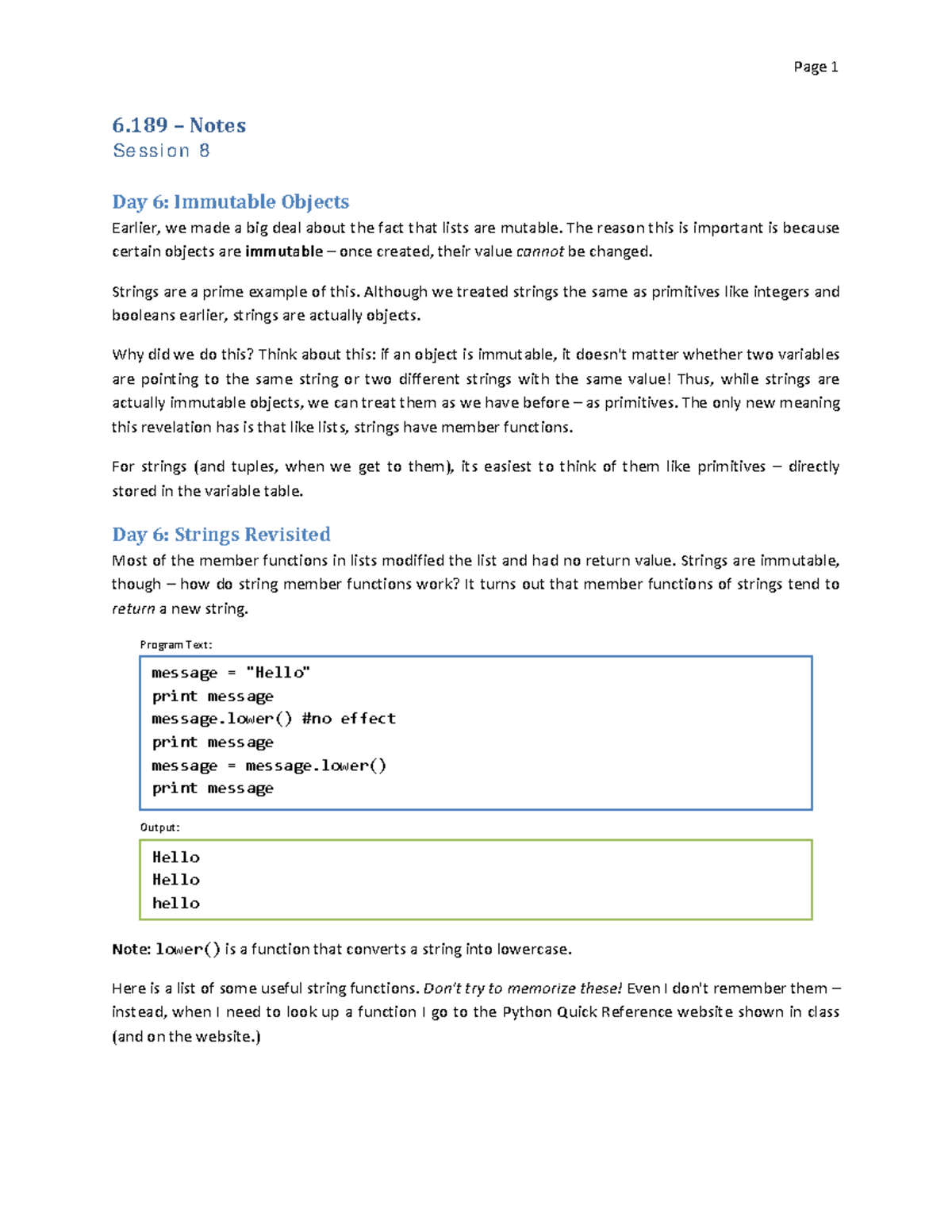 dictionaries and their usage - 6 – Notes Se ssion 8 Day 6: Immutable ...
