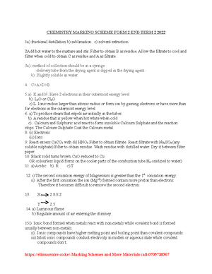 Chemistry FORM 2 Questions - Name