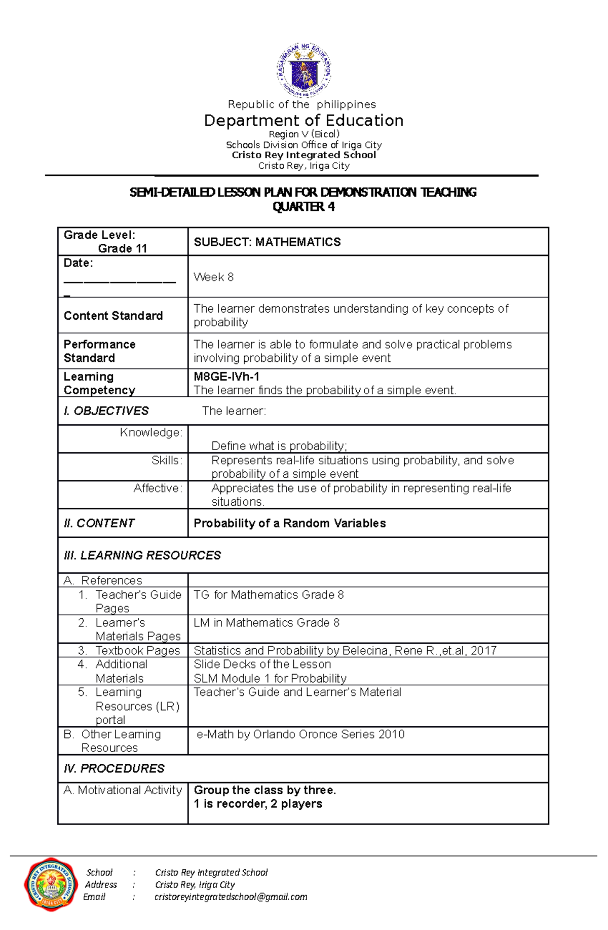 Annotated Lesson Plan (JEL Output) - Republic of the philippines ...