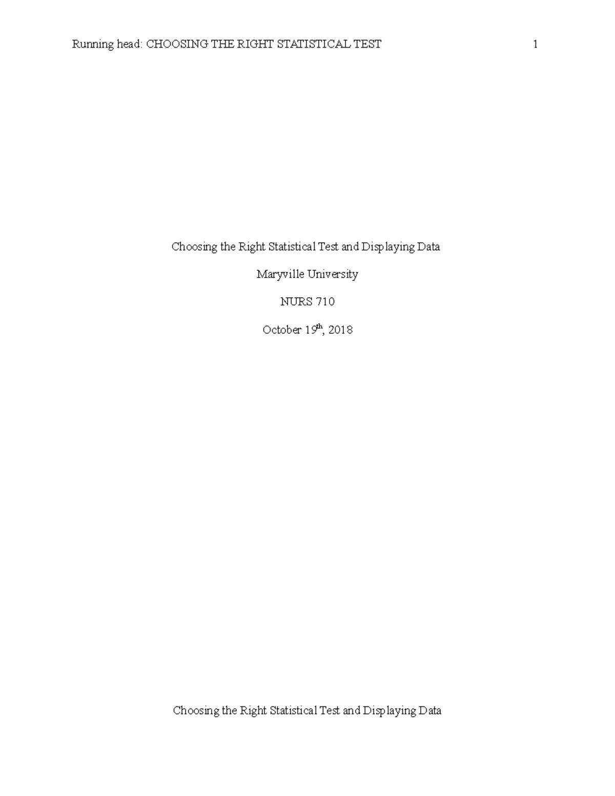 Assignment 8.1 Choosing the Right Stat Test - Running head: CHOOSING ...