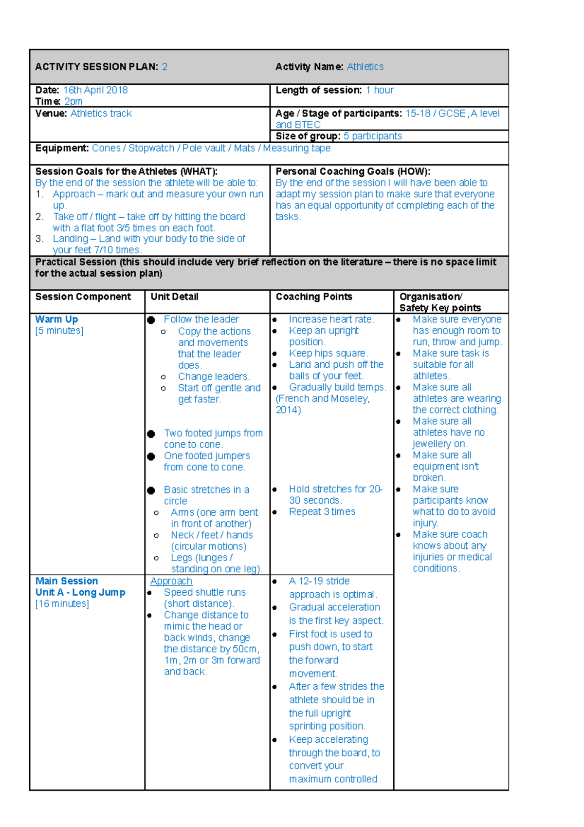 Jumps - Session 2 - Needed as an appendix. - ACTIVITY SESSION PLAN: 2 ...