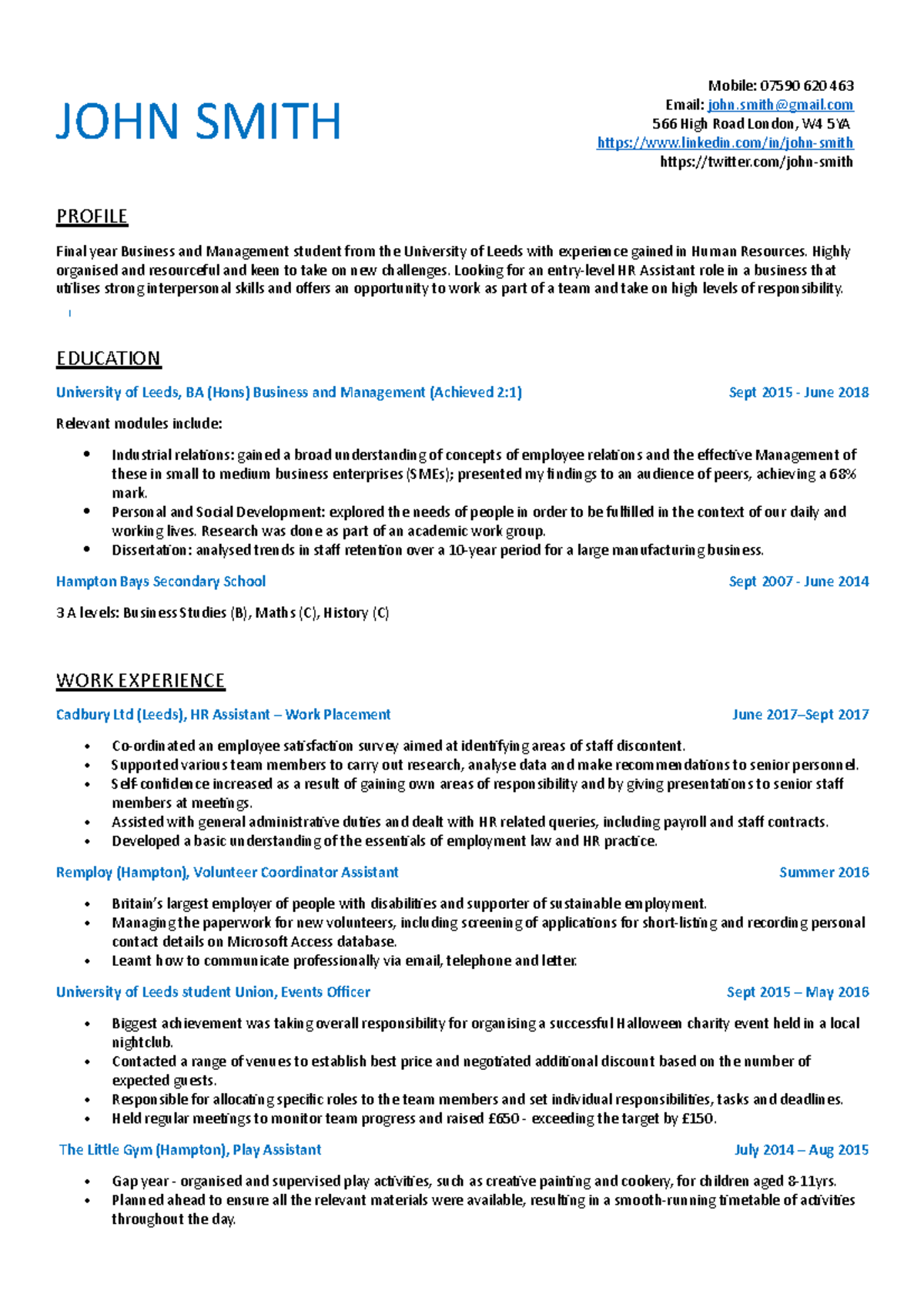 Suggested+CV+format - Law - JOHN SMITH Mobile: 07590 620 463 Email ...