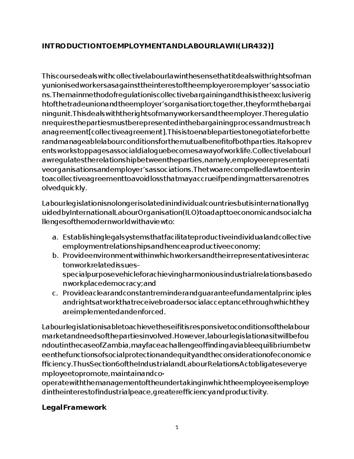 Introduction TO Employment AND Labour LAW II ...