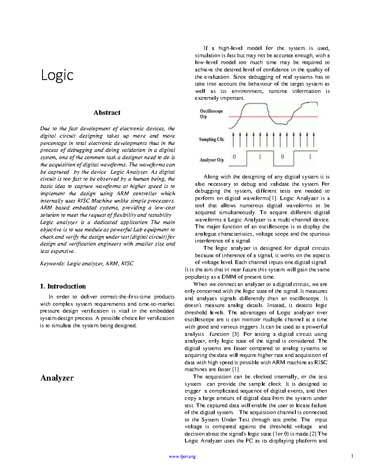 Logic analyzer - ijert 1 Logic Abstract Due to the fast development of ...
