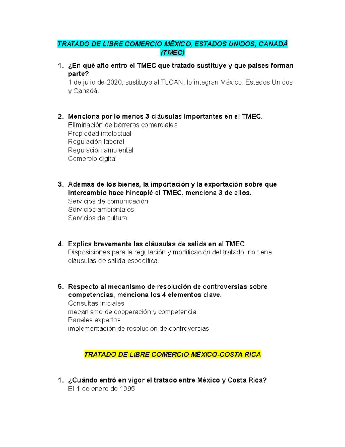 Tratados 1-5 - TRATADO DE LIBRE COMERCIO MÉXICO, ESTADOS UNIDOS, CANADÁ ...