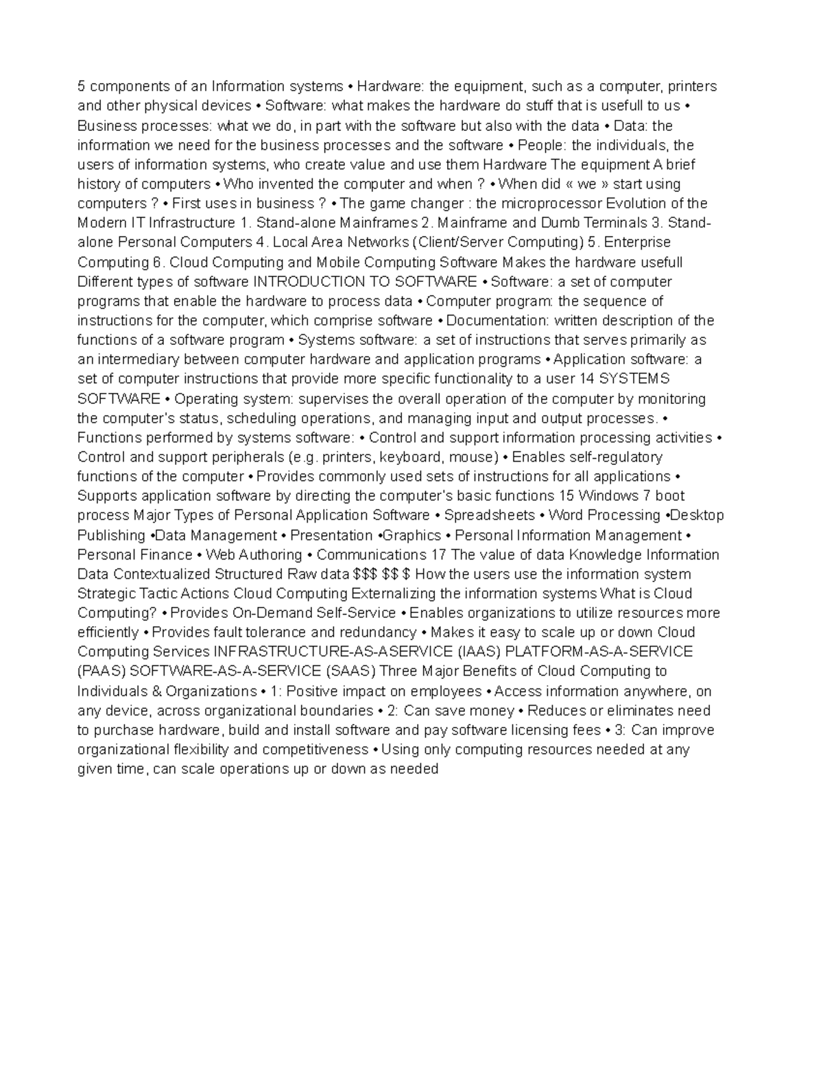 5 components of an Information systems - Stand-alone Mainframes 2 ...