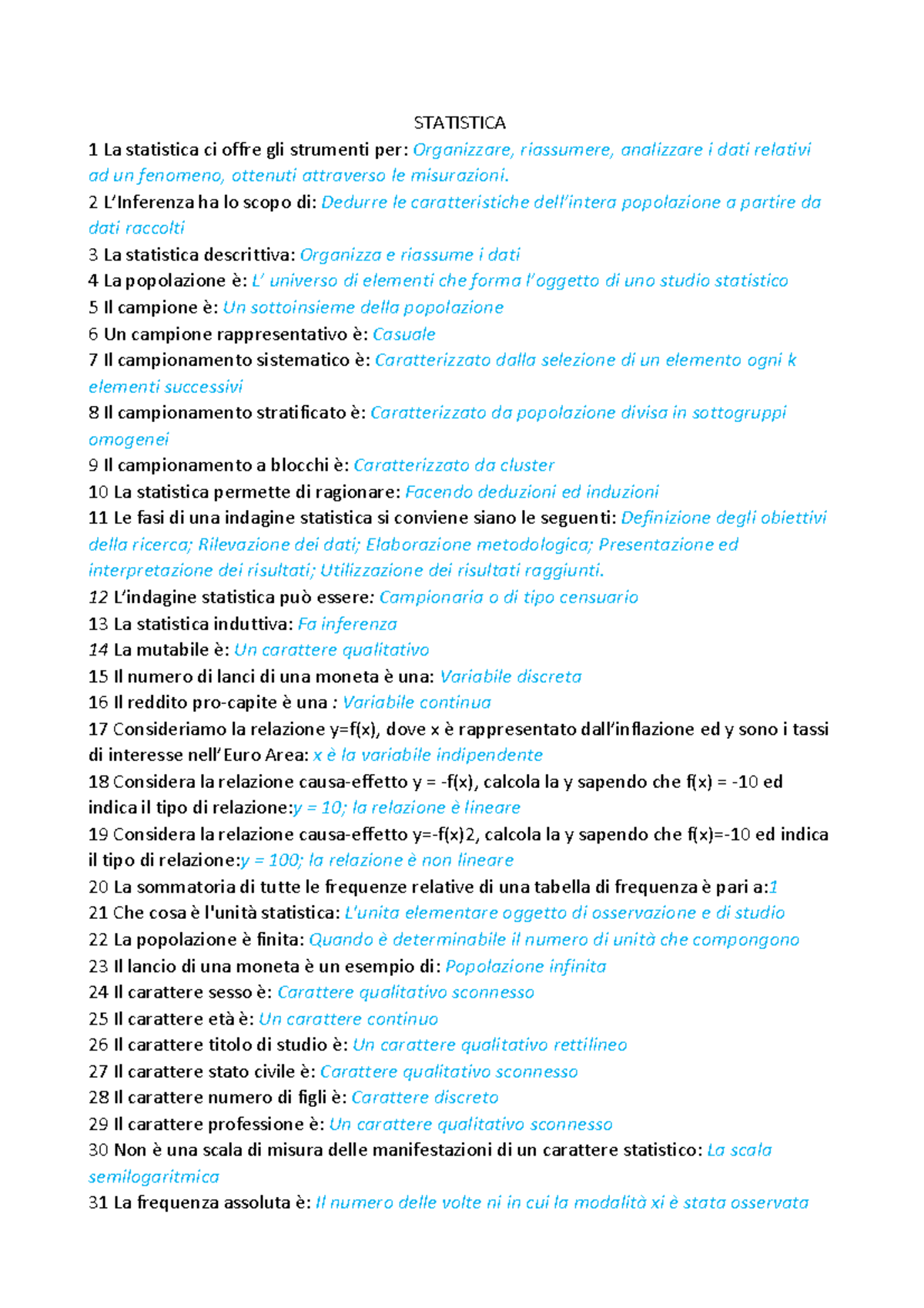 Statistica Database Unificato PDF - STATISTICA 1 La statistica ci offre ...