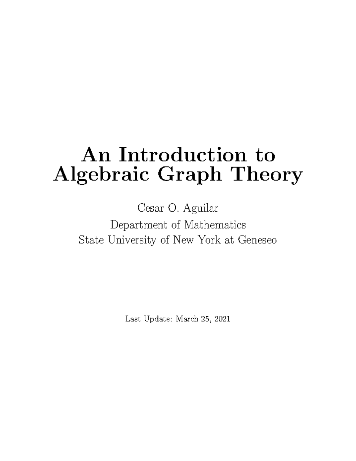Graph theory - asdasd - An Introduction to Algebraic Graph Theory Cesar ...