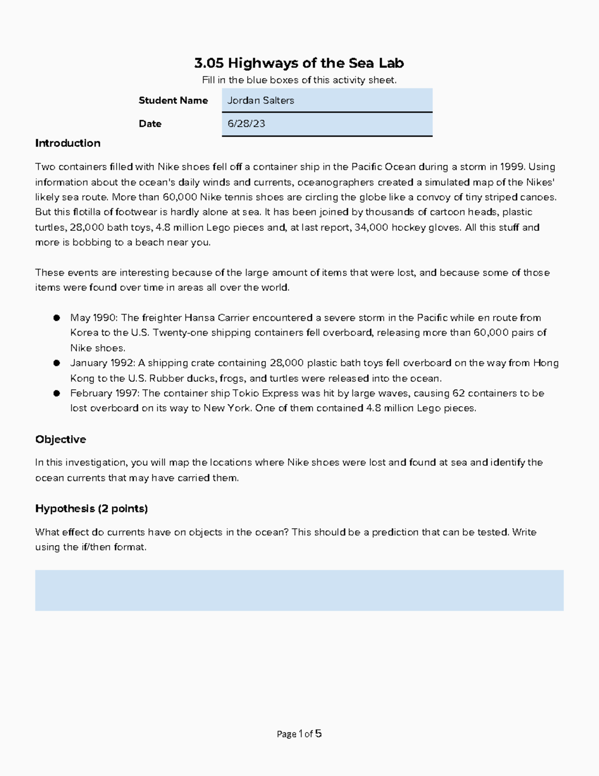 Copy of 3.05 Lab Template Rev 2022 - 3 Highways of the Sea Lab Fill in ...