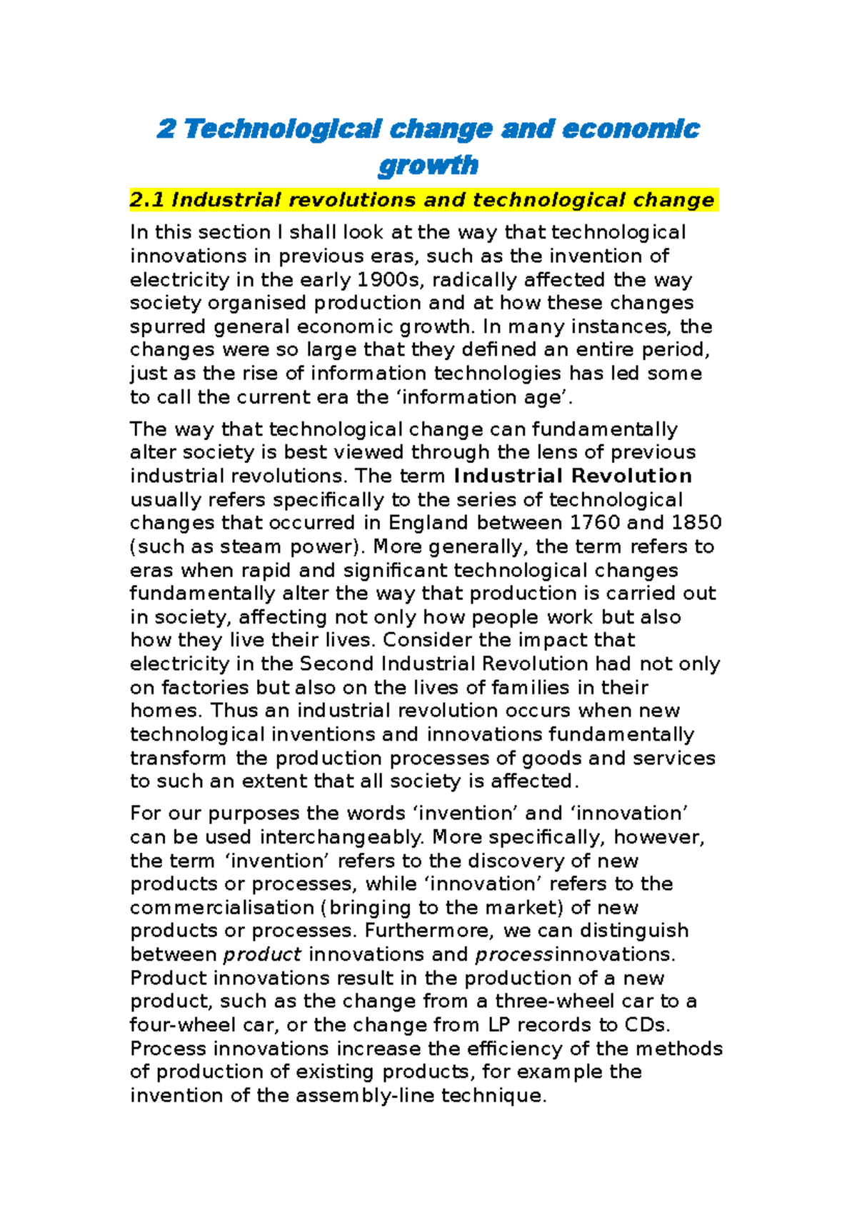 Living IN THE IT ERA II - Part 2 - 2 Technological change and economic ...