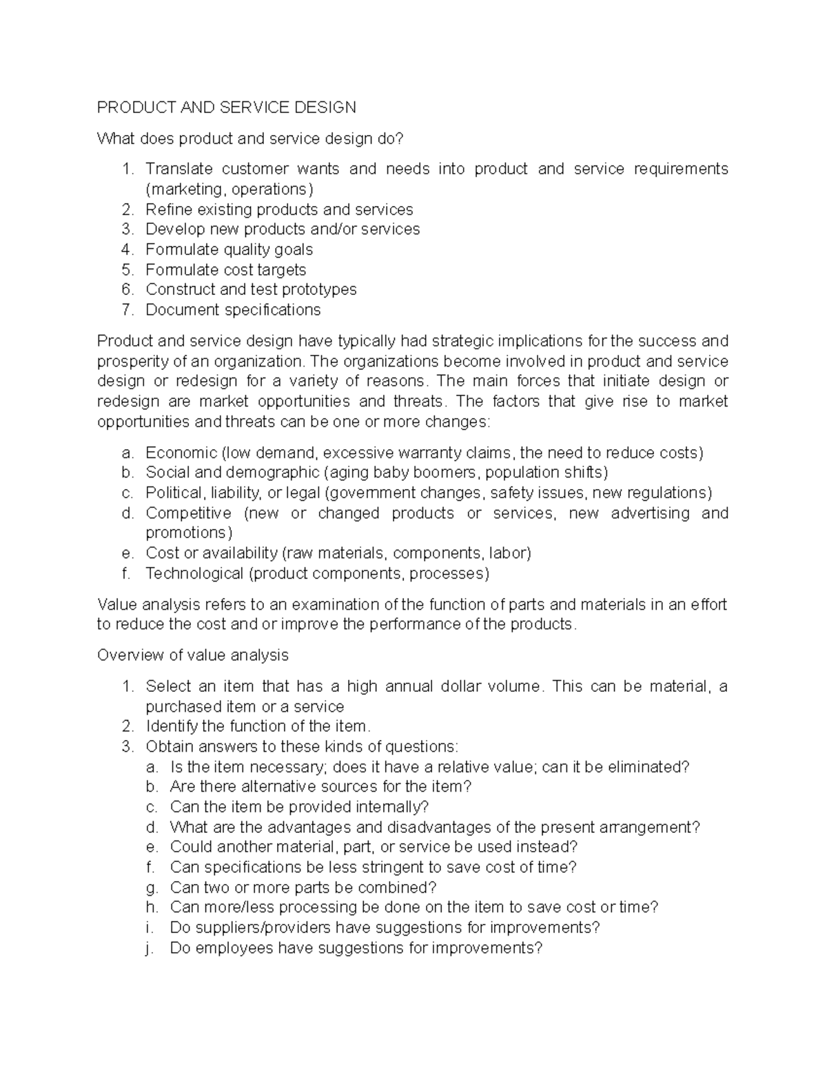 Product AND Service Design(2) - PRODUCT AND SERVICE DESIGN What does ...