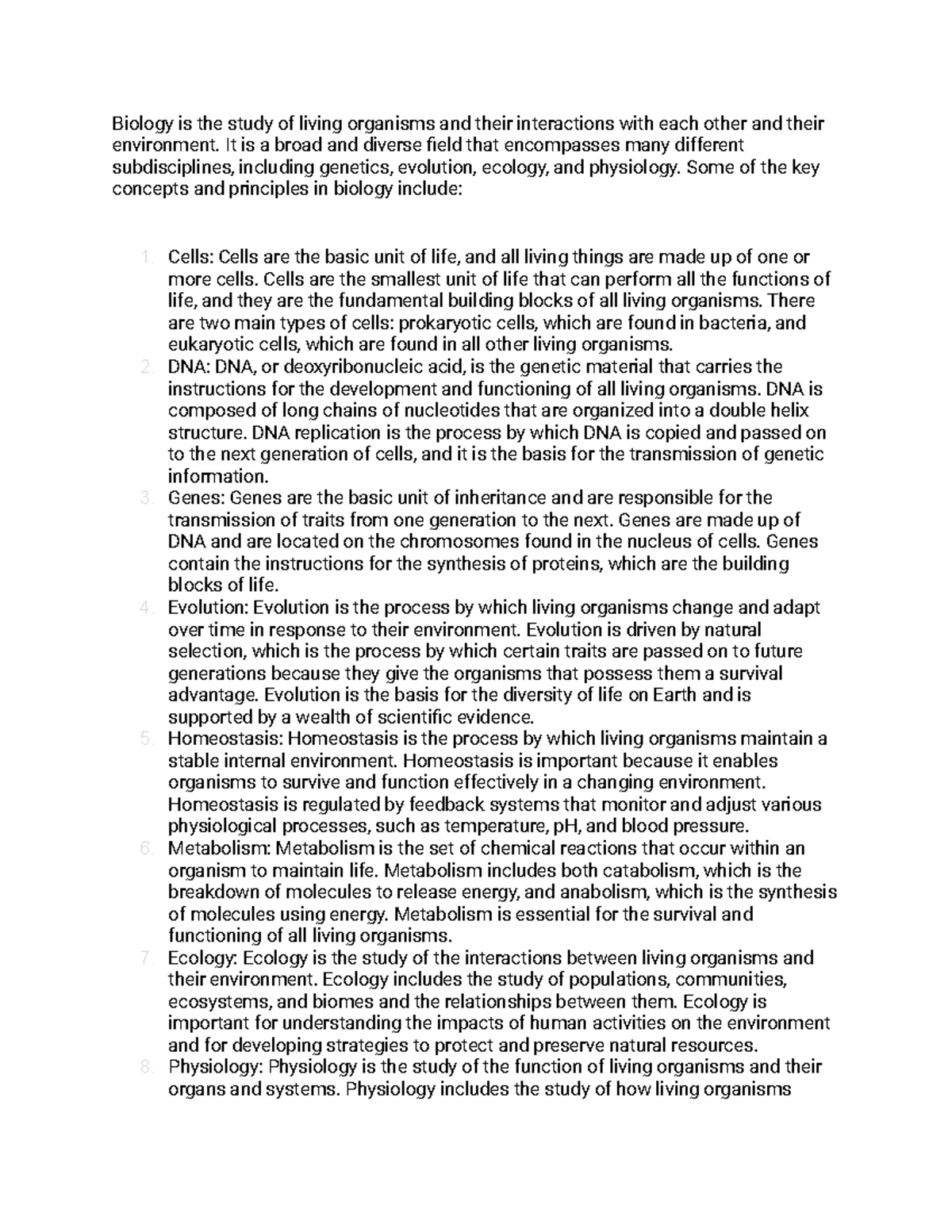 Intro to biology - Biology is the study of living organisms and their ...