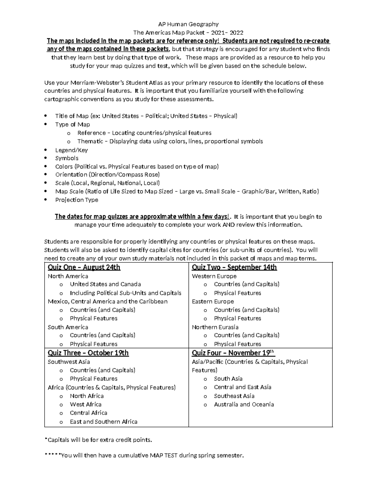 Americas Map Packet 21-22 - AP Human Geography The Americas Map Packet ...