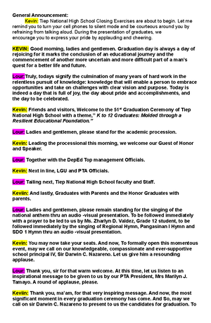 MC Script Inset Training - Good morning, Tiep NHS teachers, and welcome ...