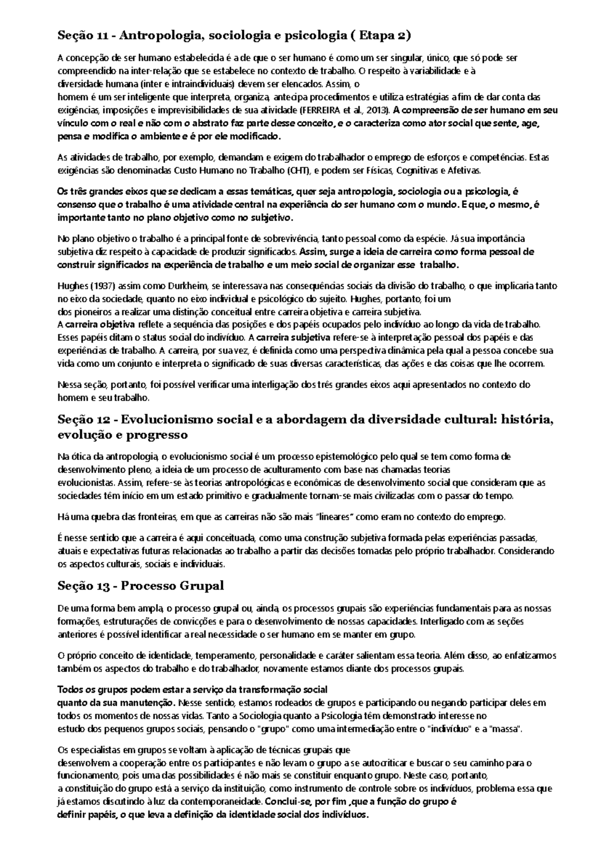 Resumo V2 Sessões 11 A 20 Homem Cultura Seção 11 Antropologia