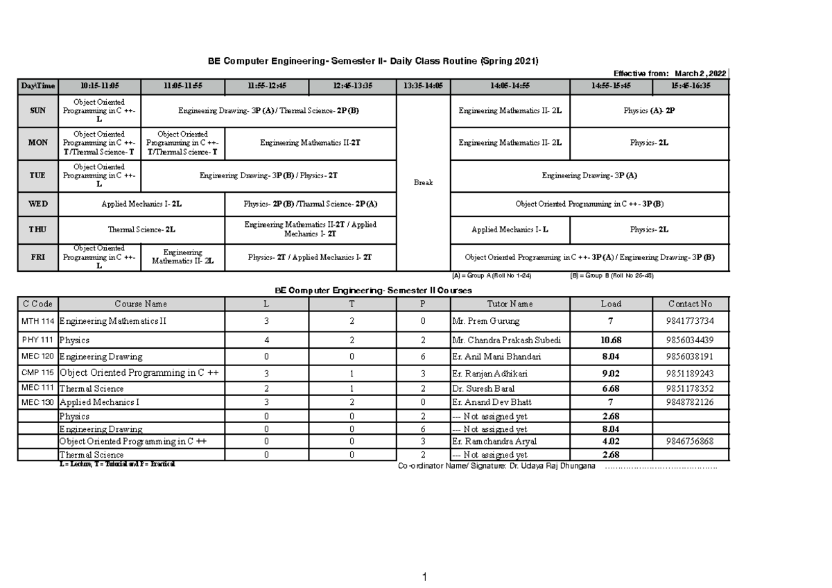 Routine-2021-Spring-2nd-Sem-CE-SE - BE Computer Engineering- Semester ...