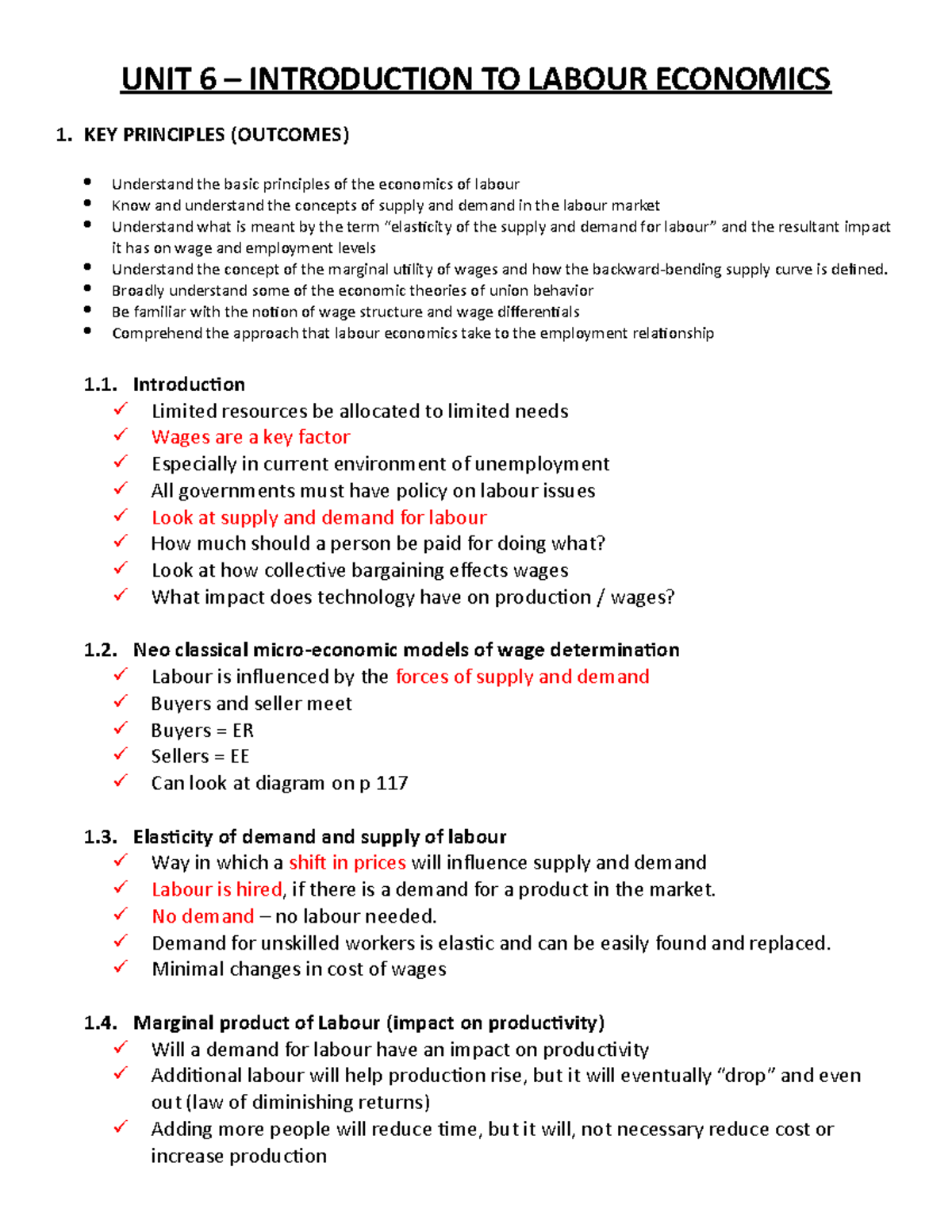 HRM 216 - (IPS 212) - Unit 6 - Introduction to Labour Economics - UNIT ...