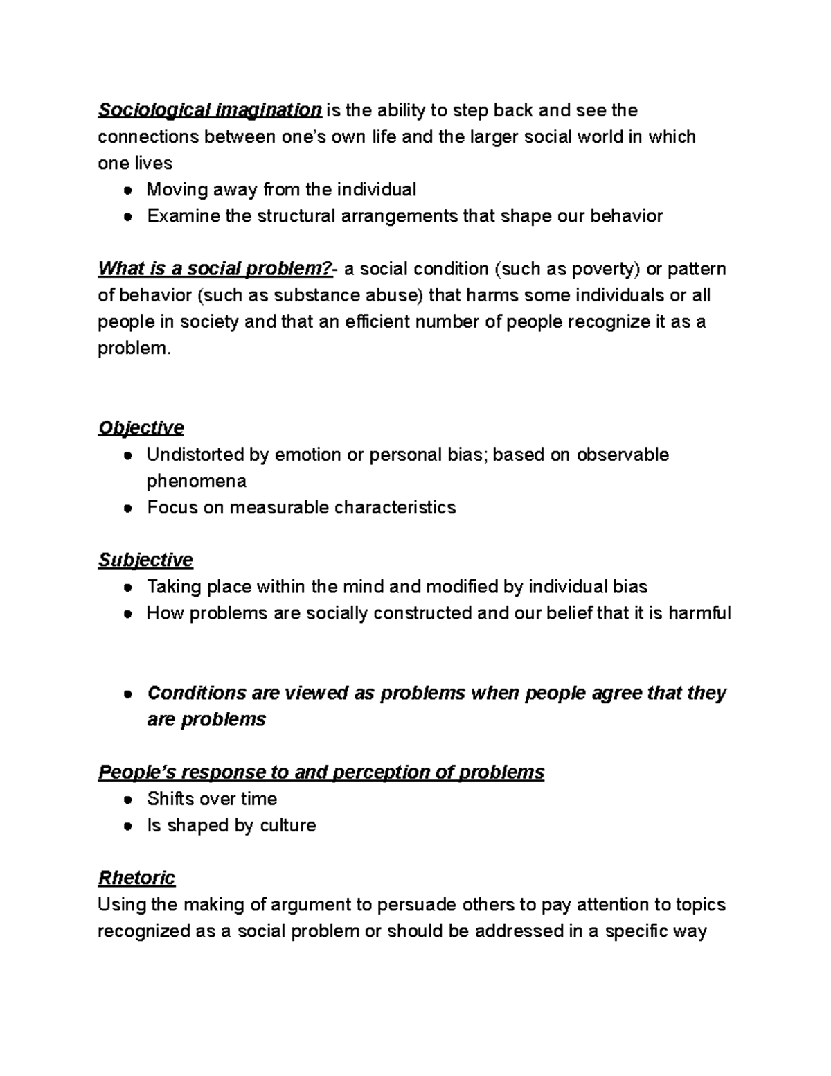Sociology Notes #1a - Sociological imagination is the ability to step ...