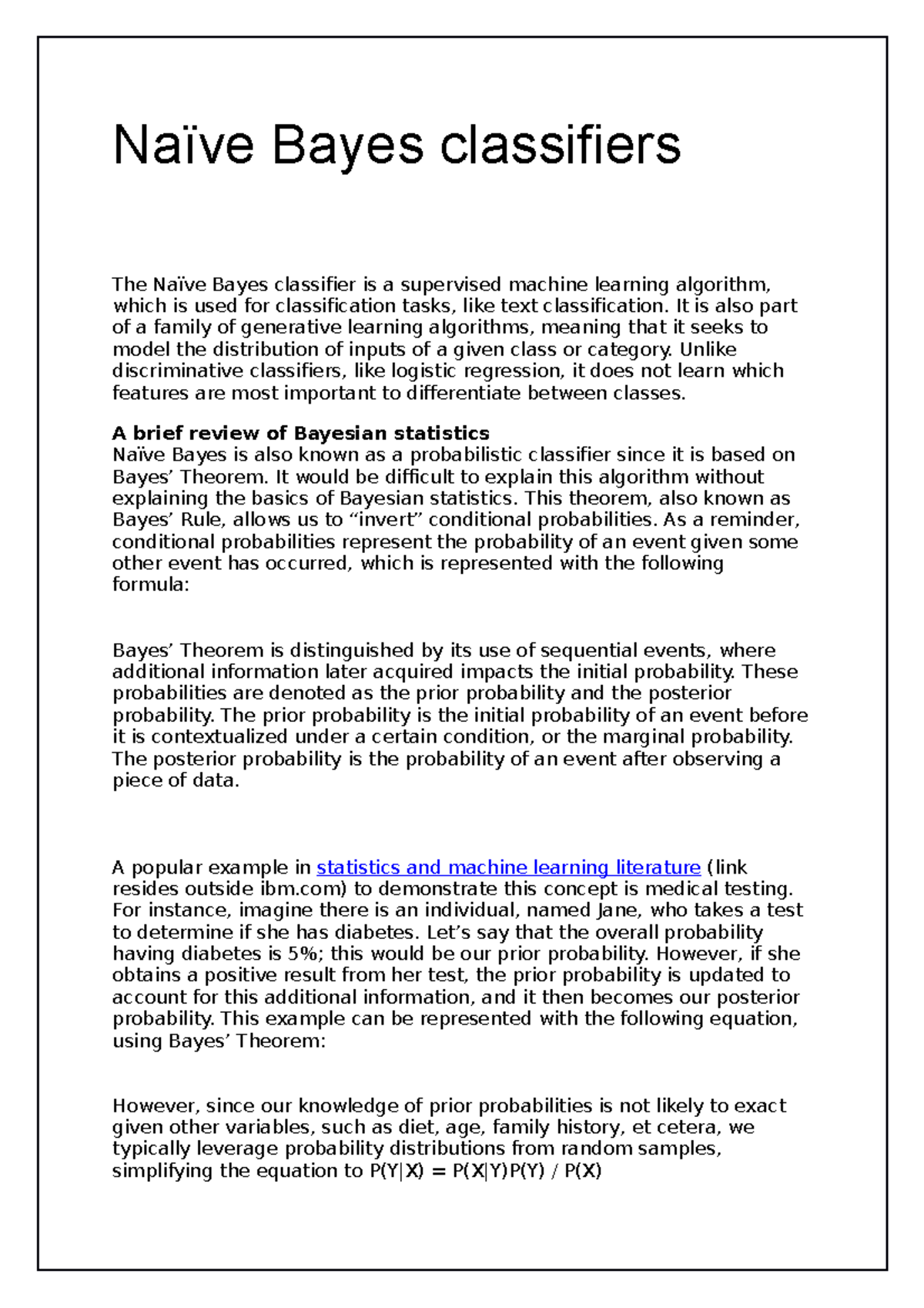 Naïve Bayes classifiers - It is also part of a family of generative ...