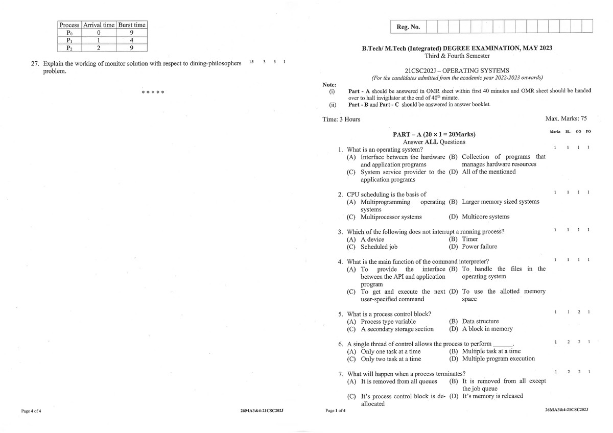 21CSC202J 26.05.2023 AN - operating system - Studocu