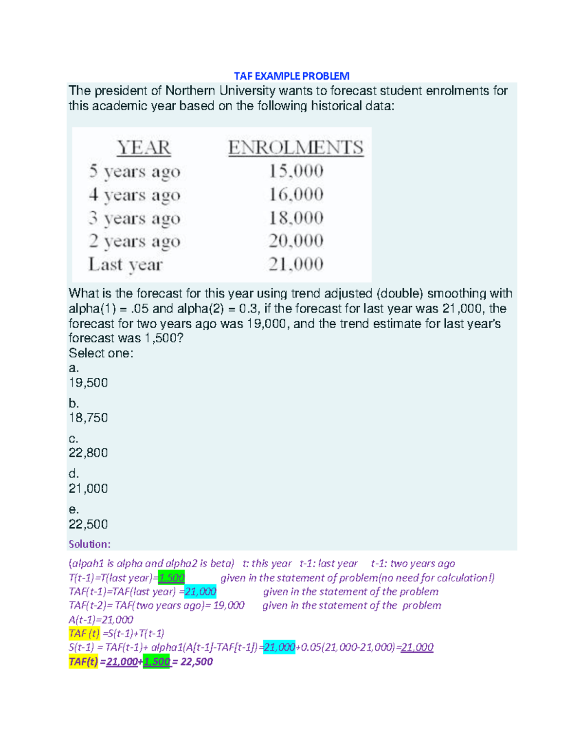 TAF 2 - TAF problem - TAF EXAMPLE PROBLEM The president of Northern ...