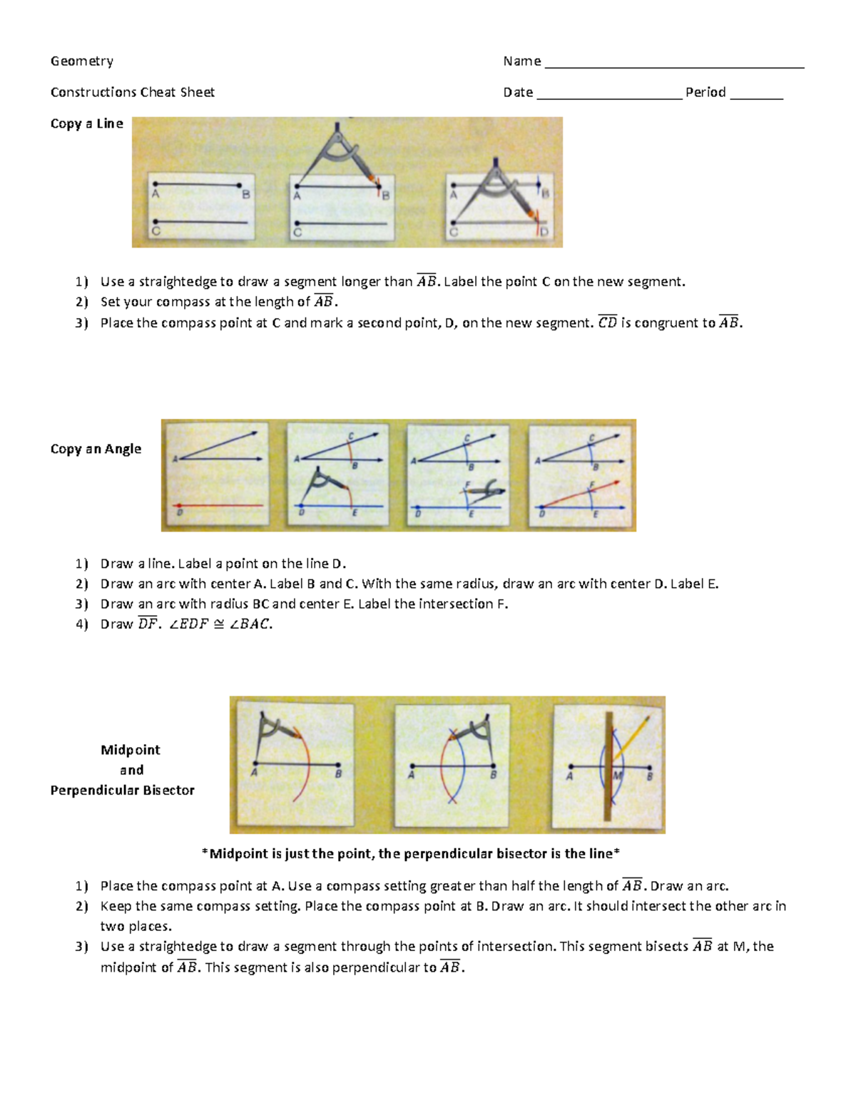 All Constructions Cheat Sheet - Geometry Name ...