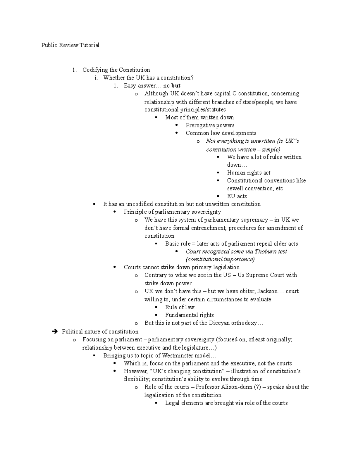 Public Law Revision Tutorial - Public Review Tutorial Codifying the Constitution i. Whether the ...