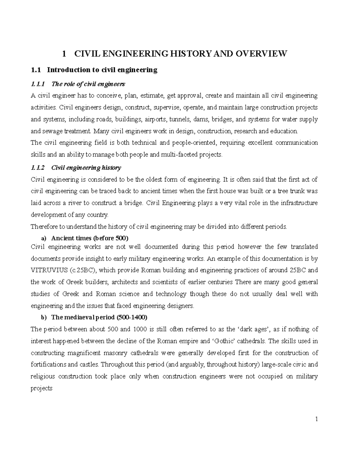 Civil engineering history and overview - 1 CIVIL ENGINEERING HISTORY ...