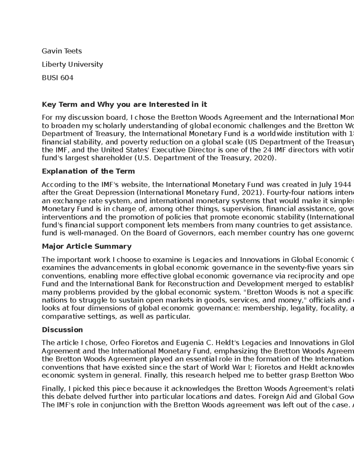 Discussion Thread Financial Markets Monetary Systems Regional Economic Integration - Gavin Teets ...