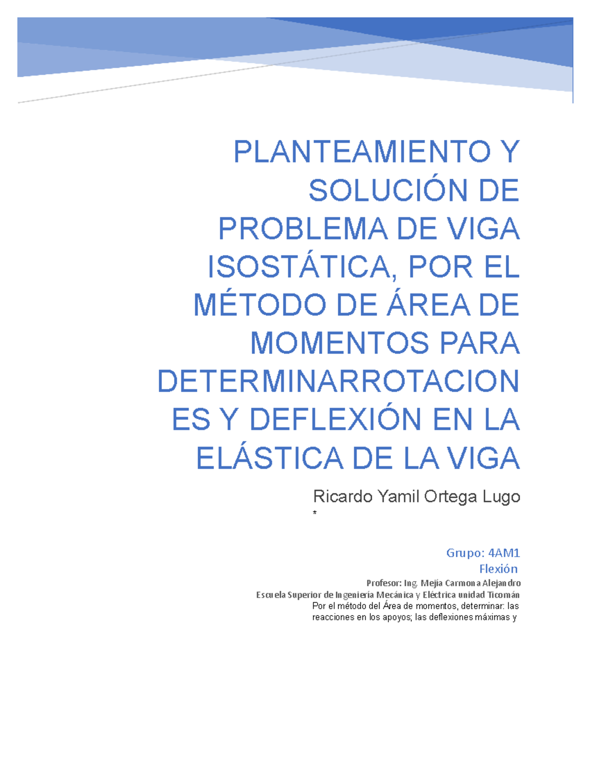 Flexion 21 hjkhk - PROBLEMA DE VIGA ISOSTÁTICA, POR EL MÉTODO DE ÁREA ...
