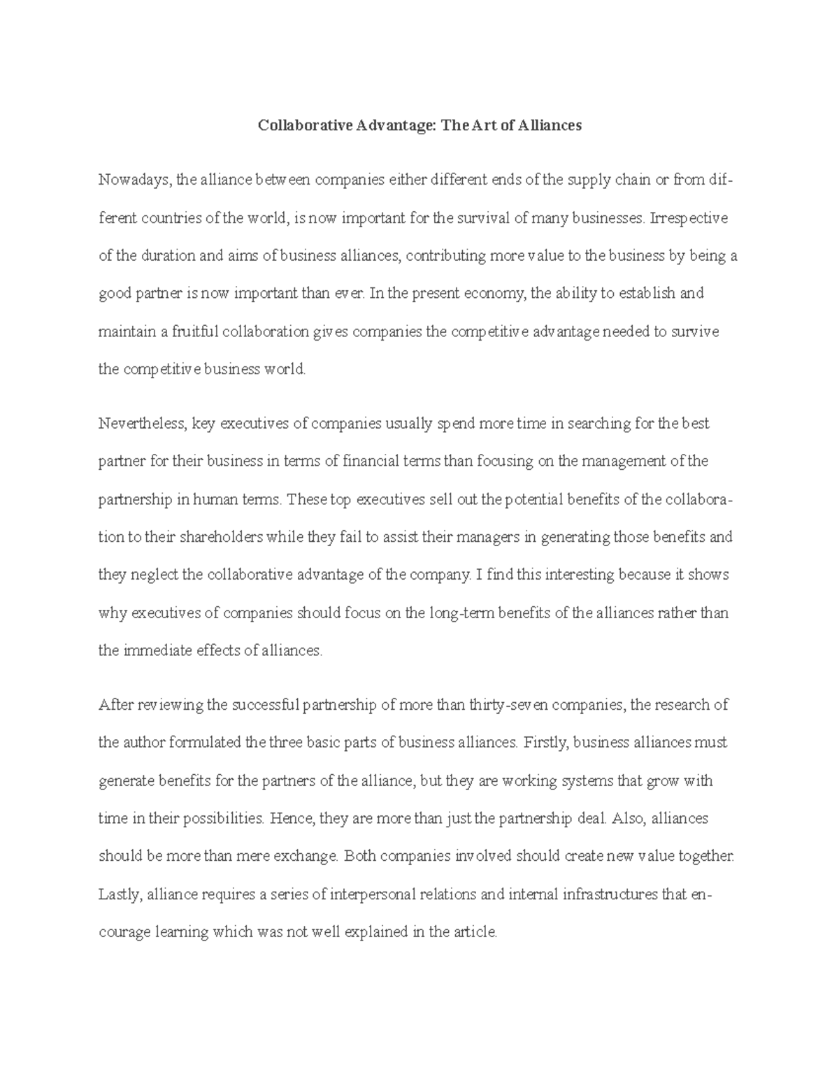 Collaborative Advantage The Art of Alliances SAM2 - Collaborative ...