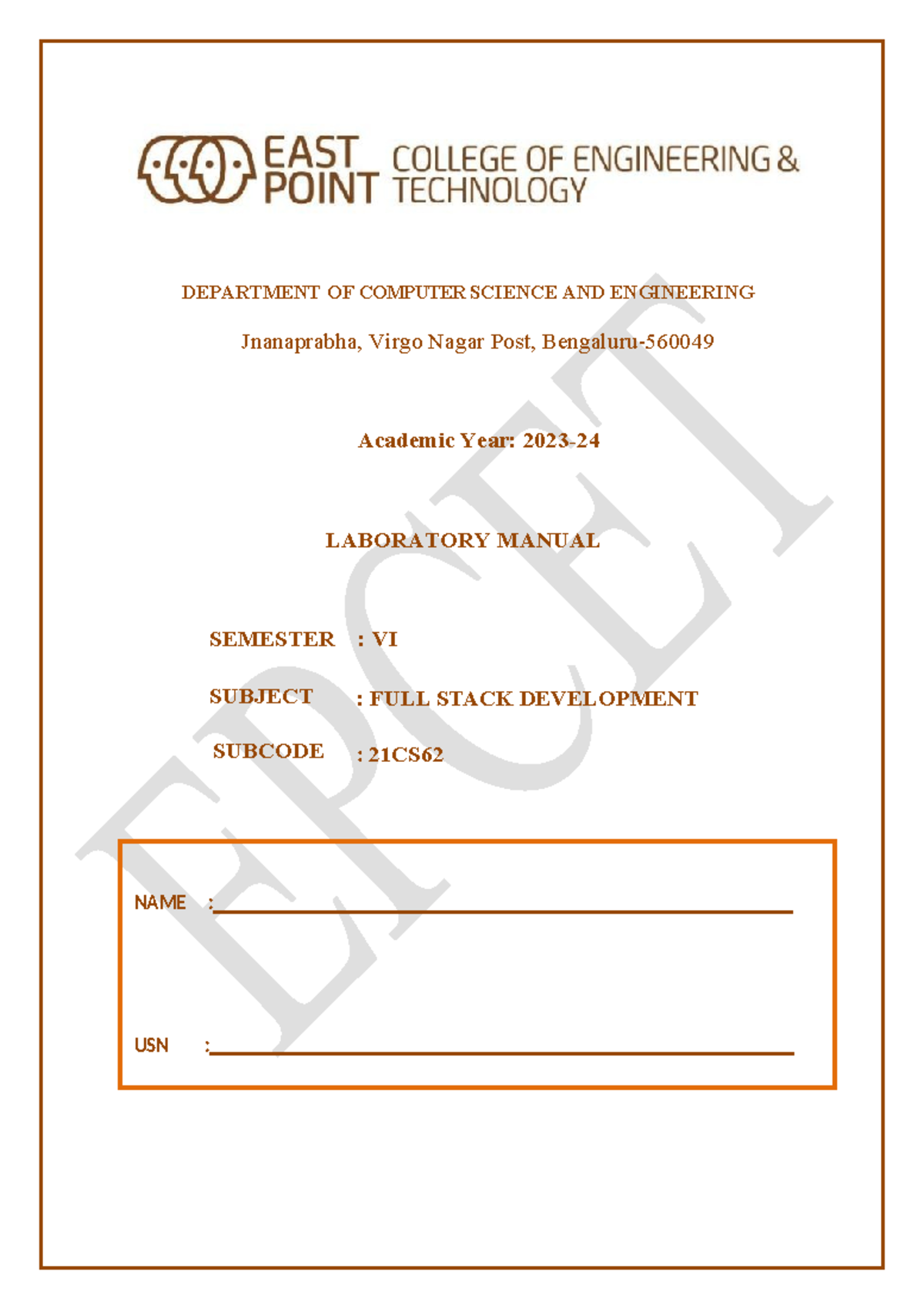 Epcet FSD Manual - notes - SUBJECT : FULL STACK DEVELOPMENT SUBCODE ...