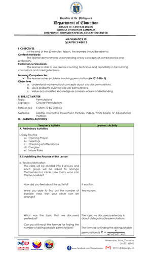 G9 - Lesson Plan for teaching internship - Department of Education ...