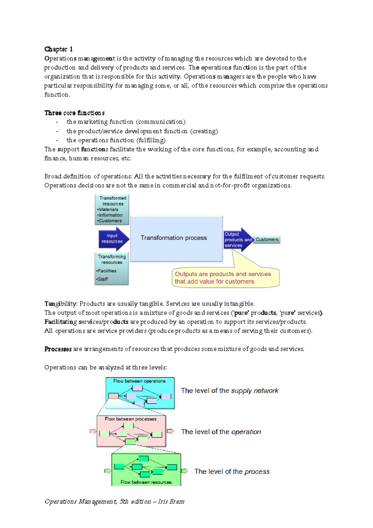 Operations Managemen - no comments plz - Chapter 1Chapter 1Chapter ...