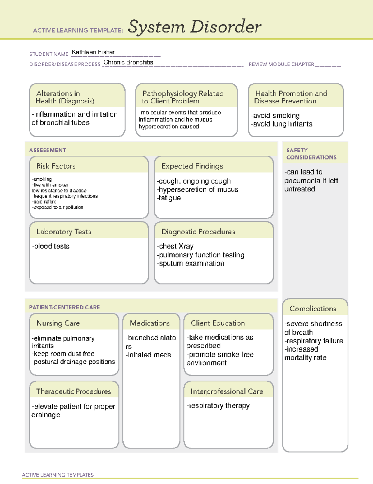 Chronicbronc systemdistemp - ACTIVE LEARNING TEMPLATES System Disorder ...