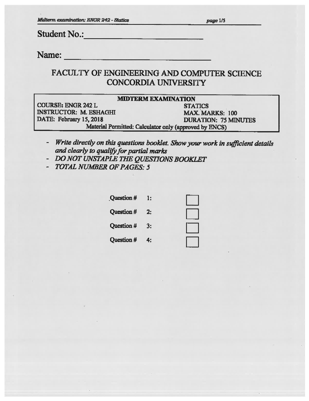 MIDTERM FALL 2019 - ENGR 242 - Studocu