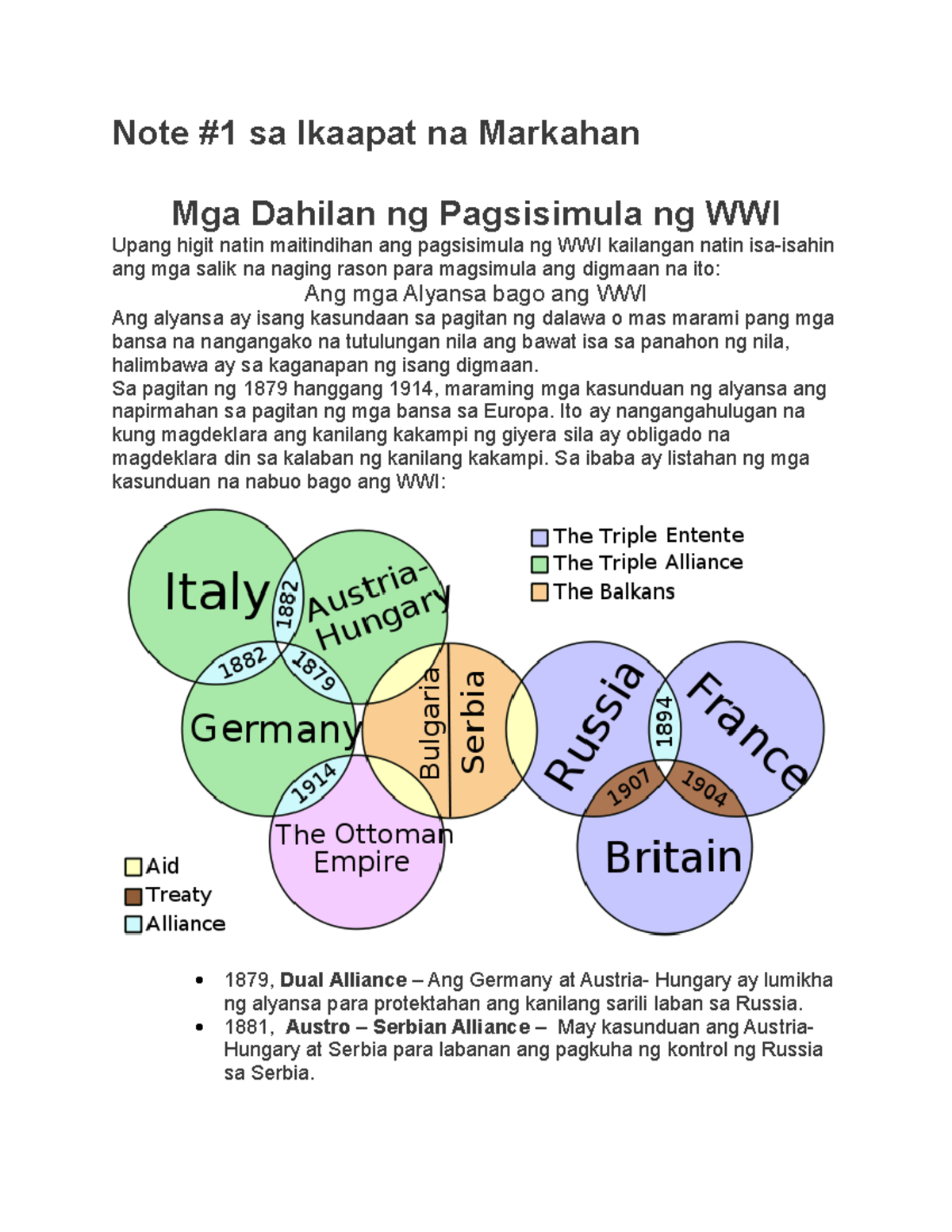 Unang Digmaang Pandaigdig 4th quarter - Note #1 sa Ikaapat na Markahan ...