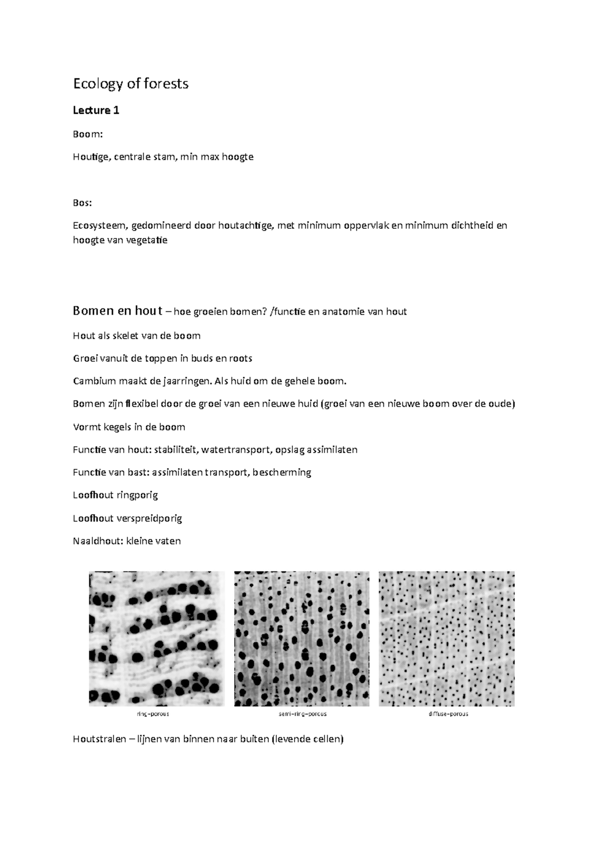 Ecology of forests notes - Ecology of forests Lecture 1 Boom: Houtige ...