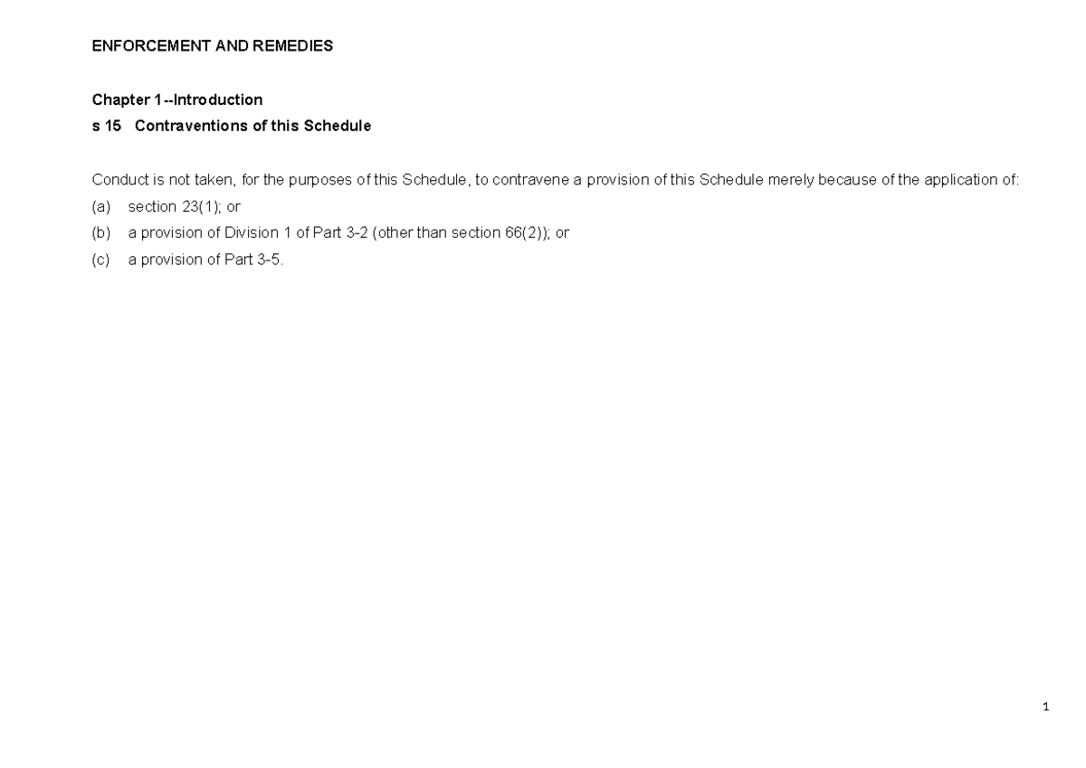 Tutorial Week 9 - Excerpts of ACL Enforcement and Remedies Sections ...