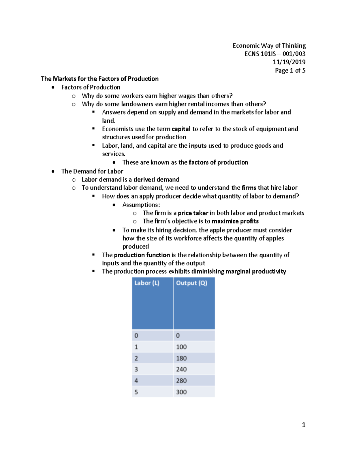 Fall2019-ECNS 101IS-Lecture 22 - Economic Way of Thinking ECNS 101IS ...
