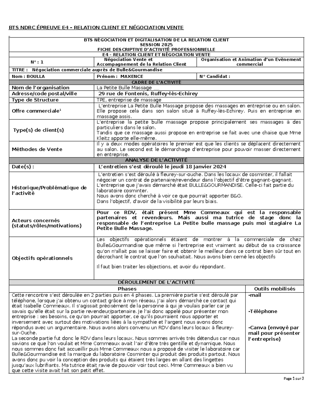 BTS NDRC - Fiche E4 Négo-vente - DOCUMENT DE TRAVAIL BTS NDRC ÉPREUVE E4 – RELATION CLIENT ET ...