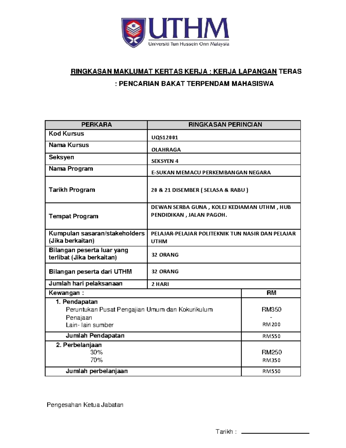 Kertas Kerja- Kerja Lapangan ALIF Luqman - RINGKASAN MAKLUMAT KERTAS ...
