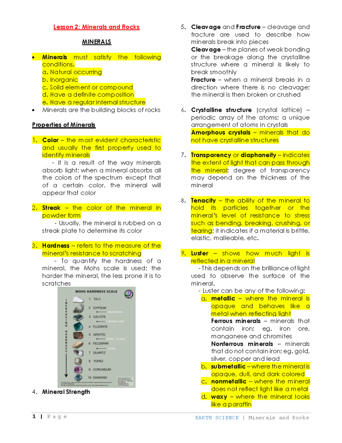 Minerals and Rocks: Characteristics, nature, forms - 1 | Page Lesson 2 ...